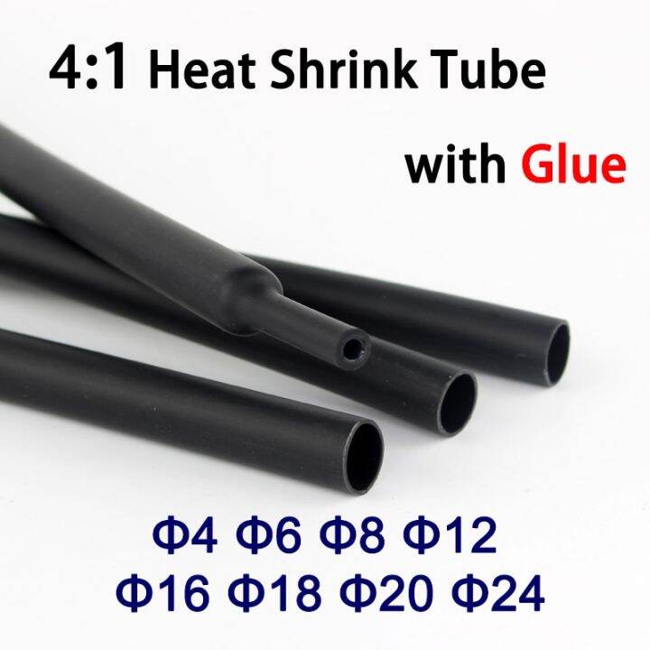 1M 4/6/8/12/16/18/20/24mm 4:1 Heat Shrink Tube with Glue Adhesive Lined Dual Wall heatshrink ...