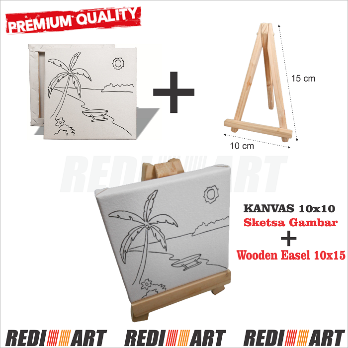 Kanvas Lukis Sketsa Gambar 10x10 cm + Easel Mini 10x15 cm / Kanvas ...