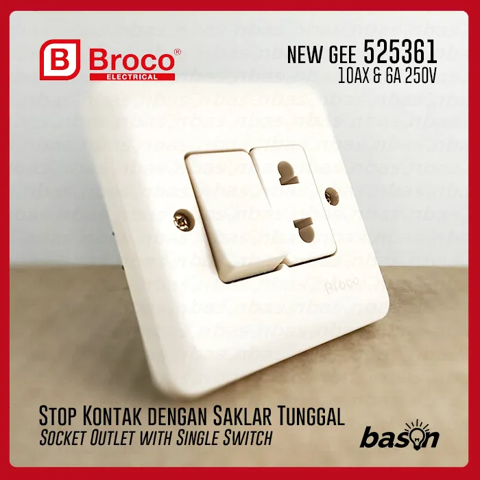 BROCO 525361 Stop Kontak dan Saklar Tunggal Kombinasi - Universal Socket & Single Switch ...