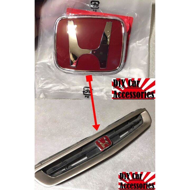 Honda Civic Lxi/Vti/SiR 1996-2000 Premium Red H Emblem for Front Grill ...