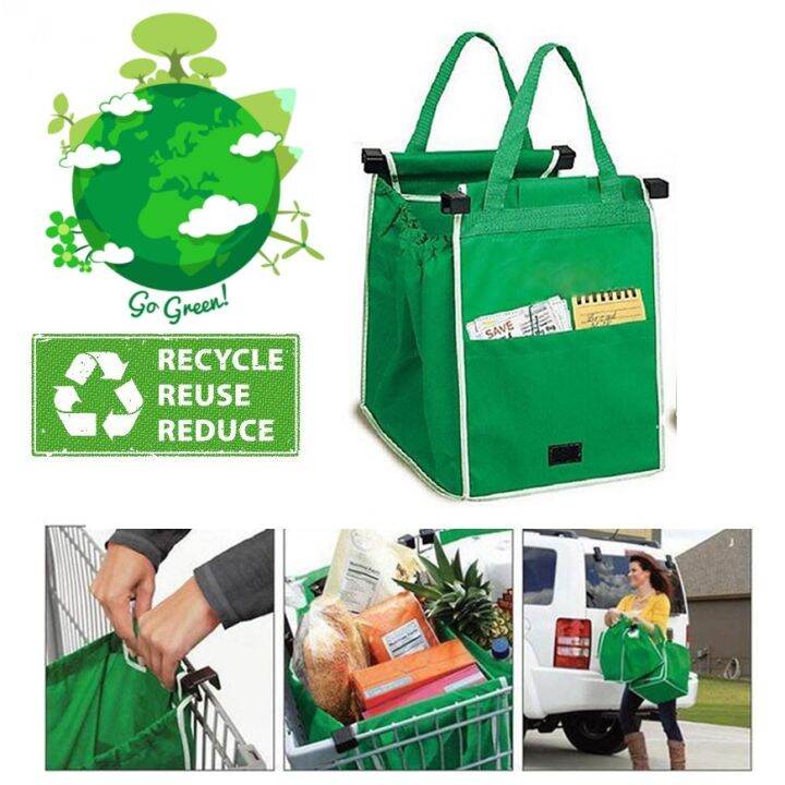 Go Green Reusable Shopping Trolley Bags Grab and Go Bag Collapsible ...