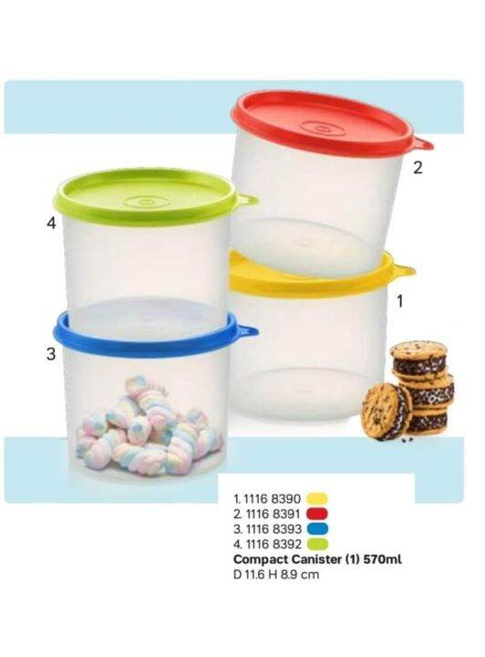Tupperware Compact Canister 570ml Green Only - 1pc | Lazada