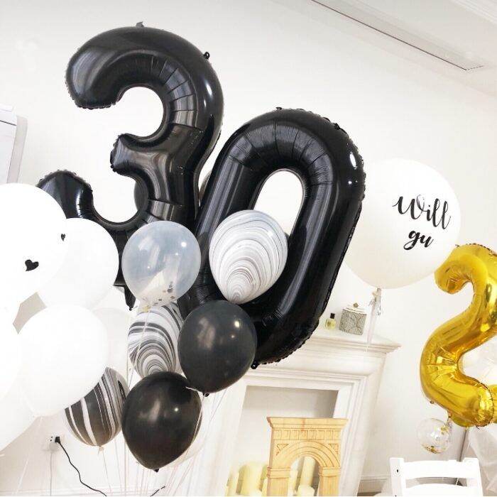 Salin Balon Angka Foil Hitam Black Jumbo besar 80cm Balloon Birthday ...