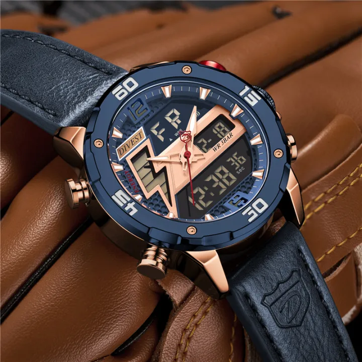 DIVEST Top Fashion Brand New Men Creative Casual Original Watch LED Quartz Display Calendar ...