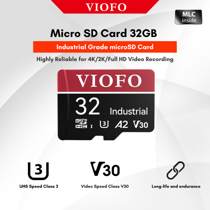 VIOFO 32GB INDUSTRIAL GRADE MICROSD CARD, U3 A2 V30 HIGH SPEED MEMORY ...