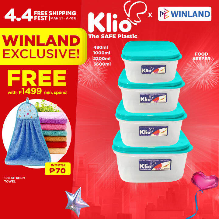 KLIO by Winland Square Stackable Food Keeper Square Container Storage ...