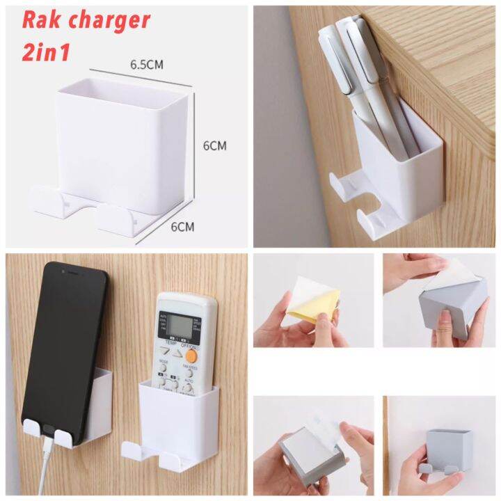 Rak Charger 2 in 1 / Rak Charger Dinding untuk HP dan Remote AC ...