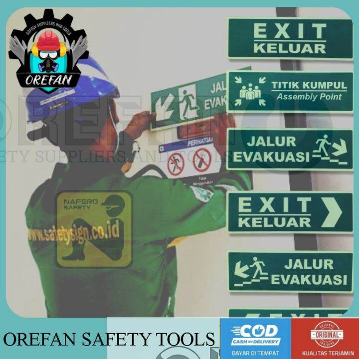 Sign Rambu Jalur Evakuasi Posfor Glow in The Dark Acrylic 30x10 cm ...