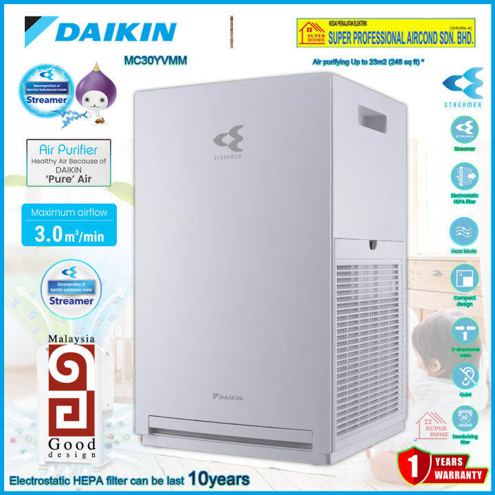 Daikin Air Purifier MC30YVMM Streamer Air Purifier ((23m²)) with Haze ...