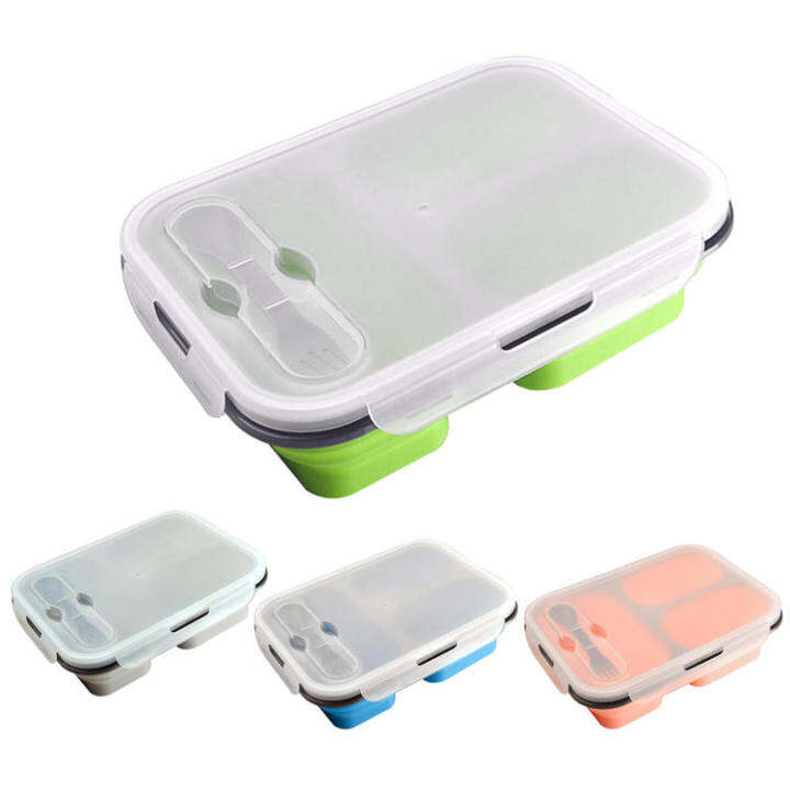 Collapsible Bento Box Silicone Food Storage Containers with Airtight ...