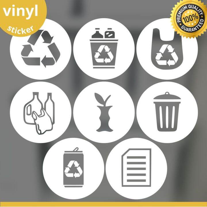 Ready Made 】8 Designs Recycle - Vinyl Decal Sticker for Wheelie Bin ...