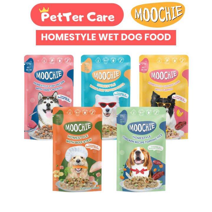 Moochie Homestyle Wet Dog Food Home Cooked 120g Pouch 5 Flavors | Lazada PH