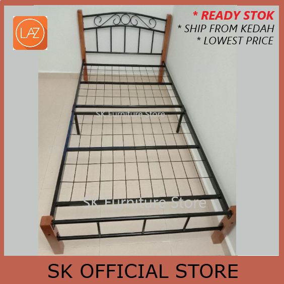 Single Metal Bed Frame/ Bedroom Double Bed / Katil Besi/Single Size Bed ...