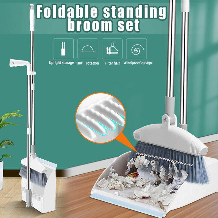 Household Cleaning Tools Foldable Broom and Dust Pan Set | Lazada PH