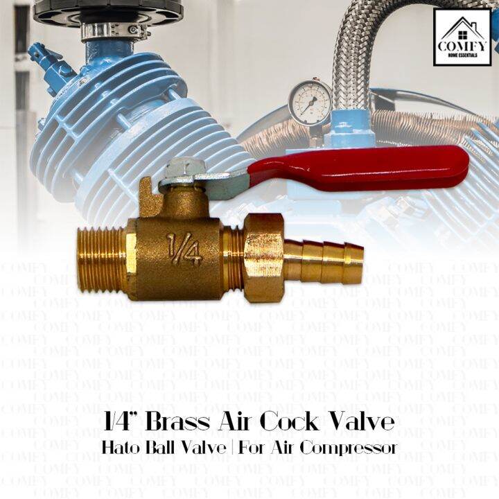 1/4 Inches HATO Brass Air Cock, 1/4" Red Handle Tracheal Compressor ...