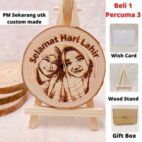 Custom made gift set ukiran gambar potrait kayu set hadiah anniversary ...
