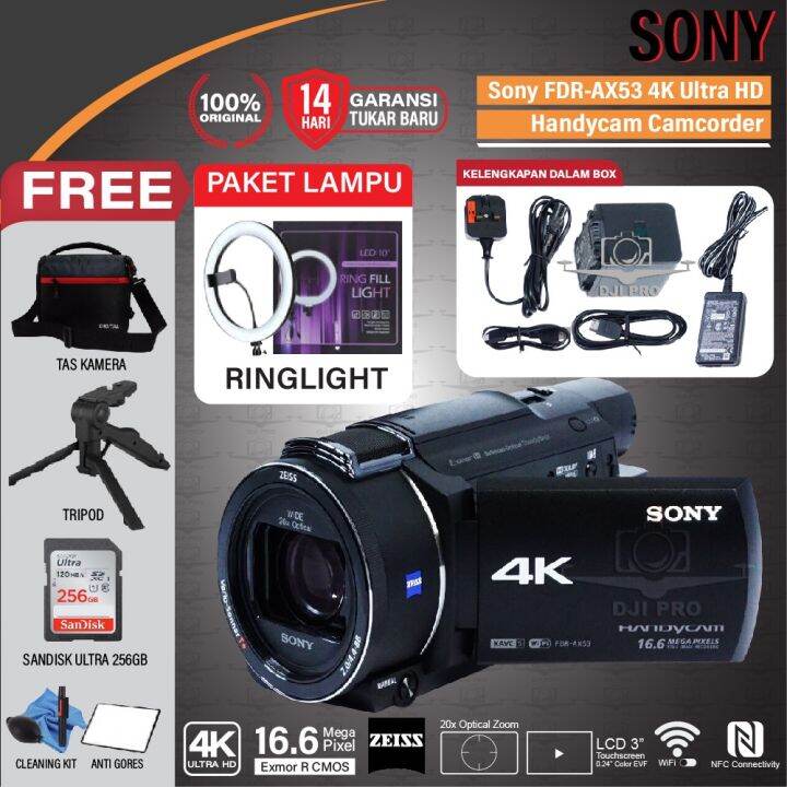 Sony FDR-AX53 4K Ultra HD Handycam Camcorder AX 53 Original | Lazada ...