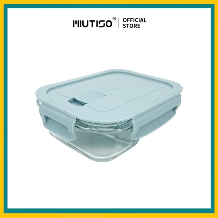 Miutiso RECTANGULAR GLASS FOOD CONTAINER W/ TWO COMPARTMETS-M (BLUE ...