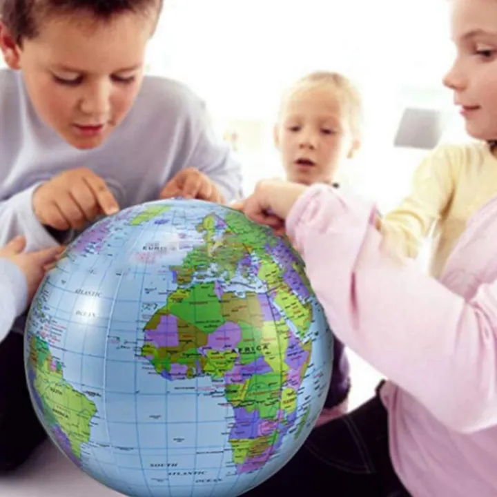 16 Inch Inflatable World Globe Map Ball Toys Geography Toys Map Beach ...