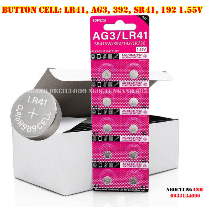 1 Vỉ 10 Viên Pin Cúc Áo 1.55V AG3/ LR41 / SR41 / 392 / 192 Button Cell ...