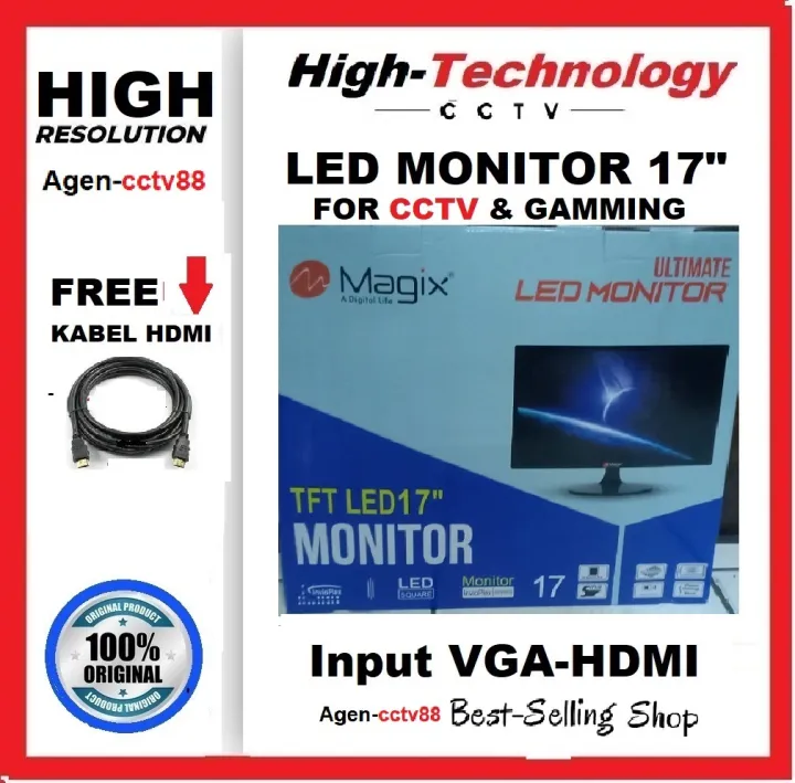 TFT Led Monitor Magix 17 Inch input HDMI VGA Garansi 1 Tahun CCTV21 ...