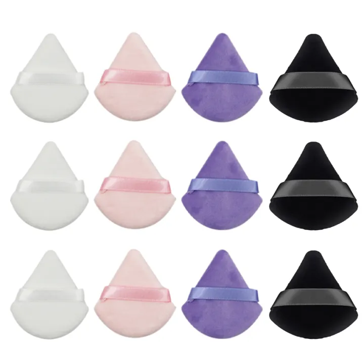 Pack of 12 Triangle Puffs, 4 Colors Washable Makeup Puff Wet and Dry ...