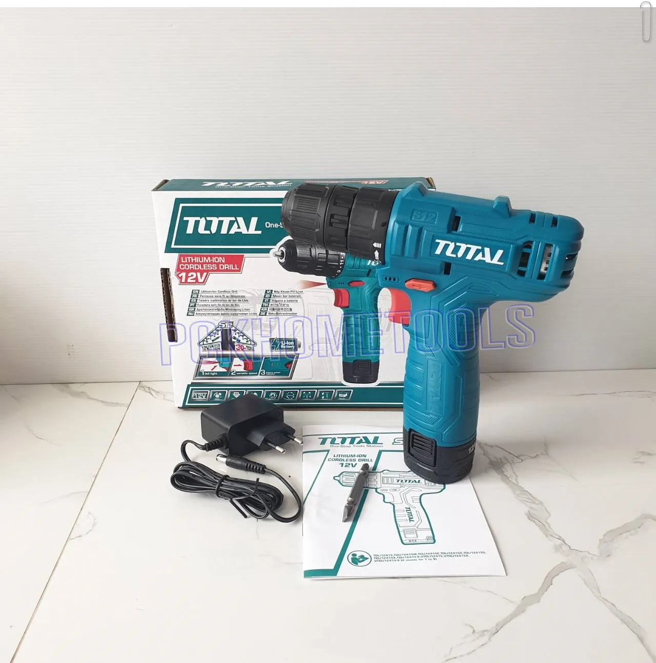 Total สว่านแบตเตอรี่ 3/8 นิ้ว ปรับตั้งแรงบิดได้ รุ่น TDLI12415 As the ...