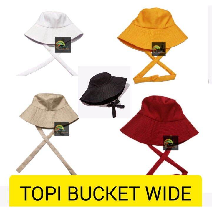 Topi Bucket WIDE Tali Besar / Topi Bucket Wanita / Viral Topi Selebgram ...