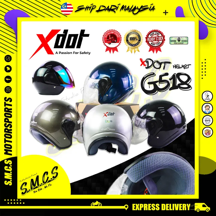 XDOT Helmet G518 Siap Visor [𝟭𝟬𝟬%𝗢𝗥𝗜𝗚𝗜𝗡𝗔𝗟] Sirim Certified LTD SGV MDH ...