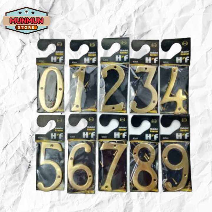 [ variasi ] Angka 0 - 9 | Angka Kuningan Untuk Nomor Rumah | Lazada ...