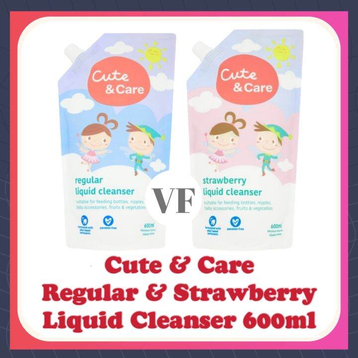 Cute & Care Bottle & Vegetable Regular/Strawberry Liquid Cleanser 600ml ...