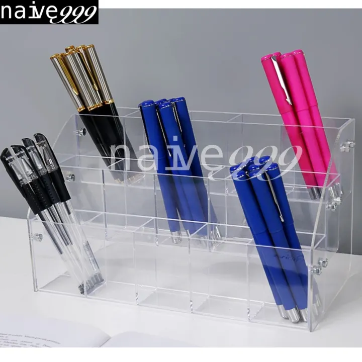 Clear Acrylic Display Rack Pencil Holder Pen Storage Box Stationery ...