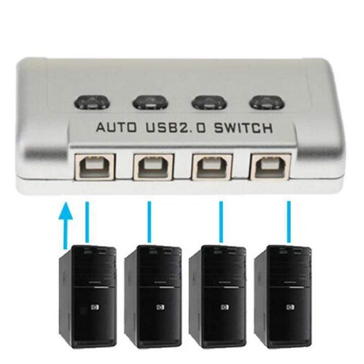 USB 2.0 Auto Sharing Switch KVM Adapter Box 4 Port Hub for Printer ...