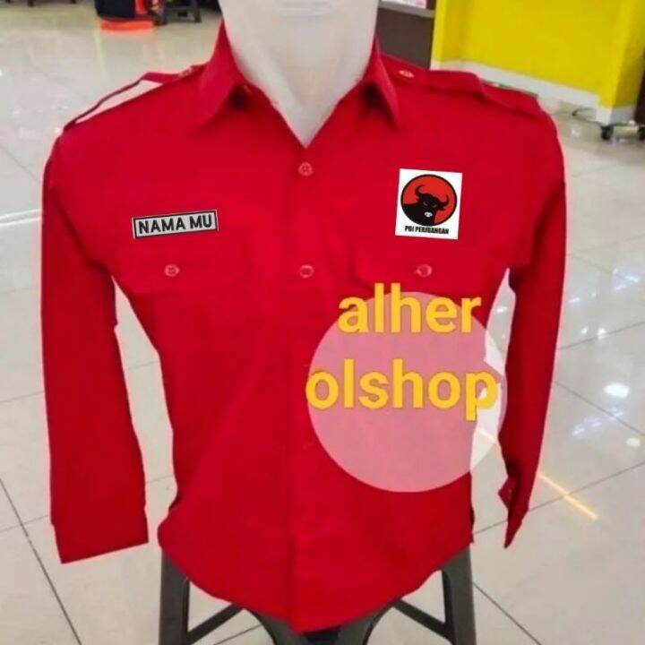 kemeja partai PDI terbaru baju partai PDi seragam partai pdi kemeja PDI ...