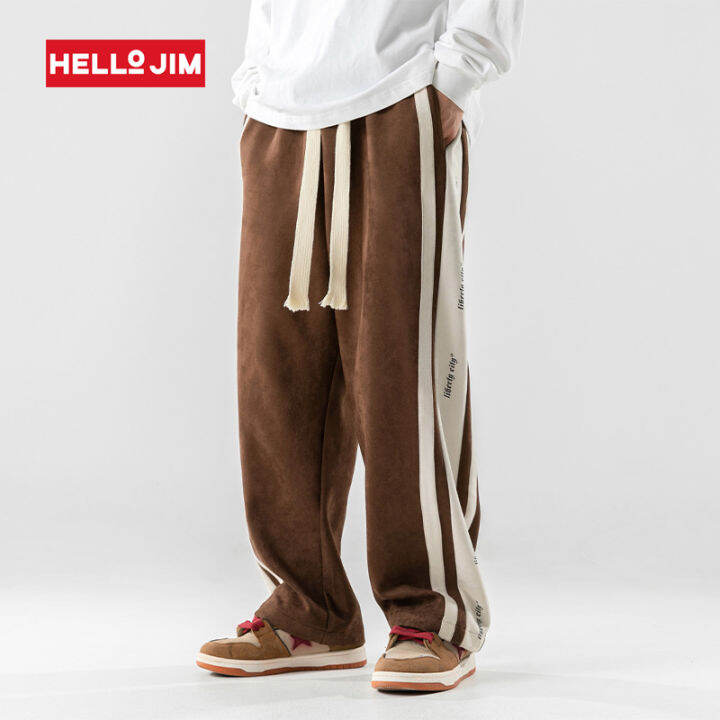HELLO JIM กางเกงฮิปฮอปสำหรับผู้ชาย,กางเกงกางเกงทรงหลวมกำมะหยี่ดีไซน์แบบ ...