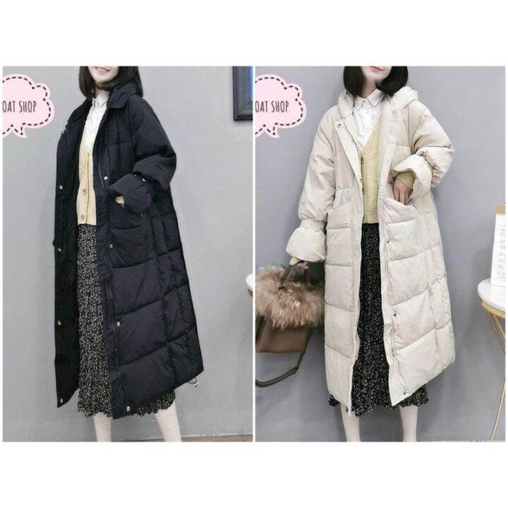 🌻พร้อมส่งจากไทย🌻Long Padding Coat มือ1 มีฮู้ด ทรง oversize | Lazada.co.th