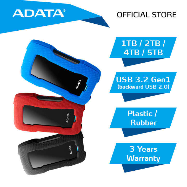 Adata HD330 Shock-resistant External Hard Drive with HDDtoGO software and AES 256-bit encryption ...