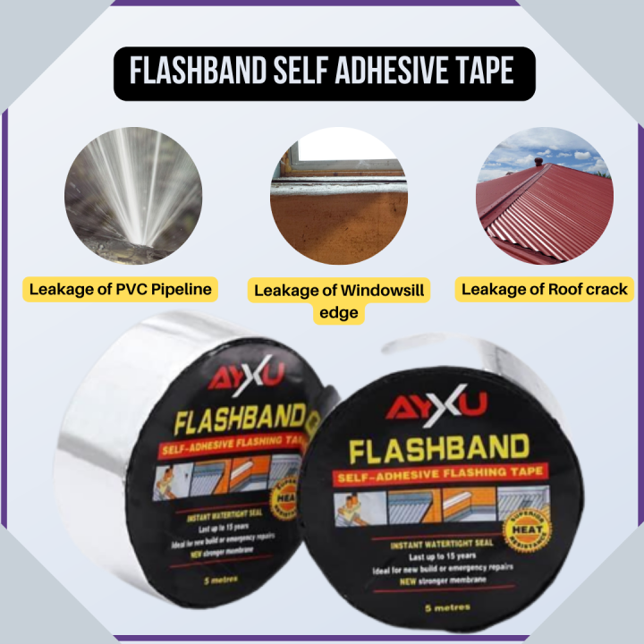 10M/5M FLASHING TAPE FLASHBAND SELF ADHESIVE ROLL ROOFING REPAIR LEAD BITUMEN Waterproofing tape ...