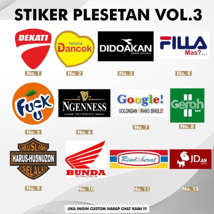 Stiker Plesetan Vol. 3 - Stiker Lucu - Stiker Laptop - Stiker Dinding ...