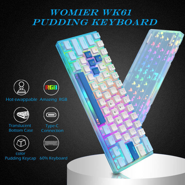 Womier WK61 Mechanical Keyboard 61 Keys Hotswap 60 Layout RGB Backlit ...