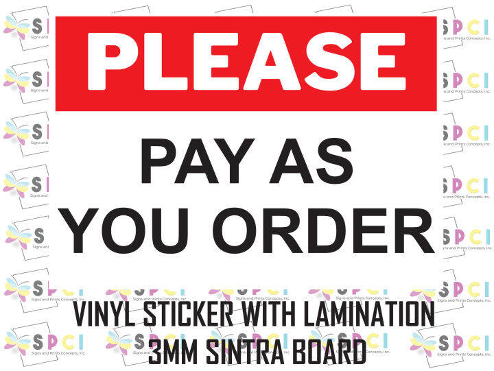 PLEASE PAY AS YOU ORDER SIGNAGE | Lazada PH