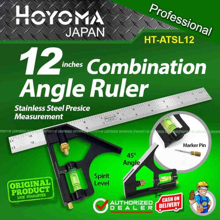 Hoyoma Japan 12mm Combination Angle Ruler (HT-ATSL12) *LIGHTHOUSE ...