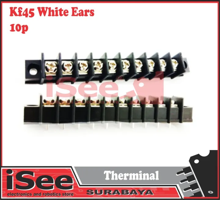 Terminal Block Hitam 10P PCB 10 P KF45 10 Pin KF 45 With Ears Kuping ...