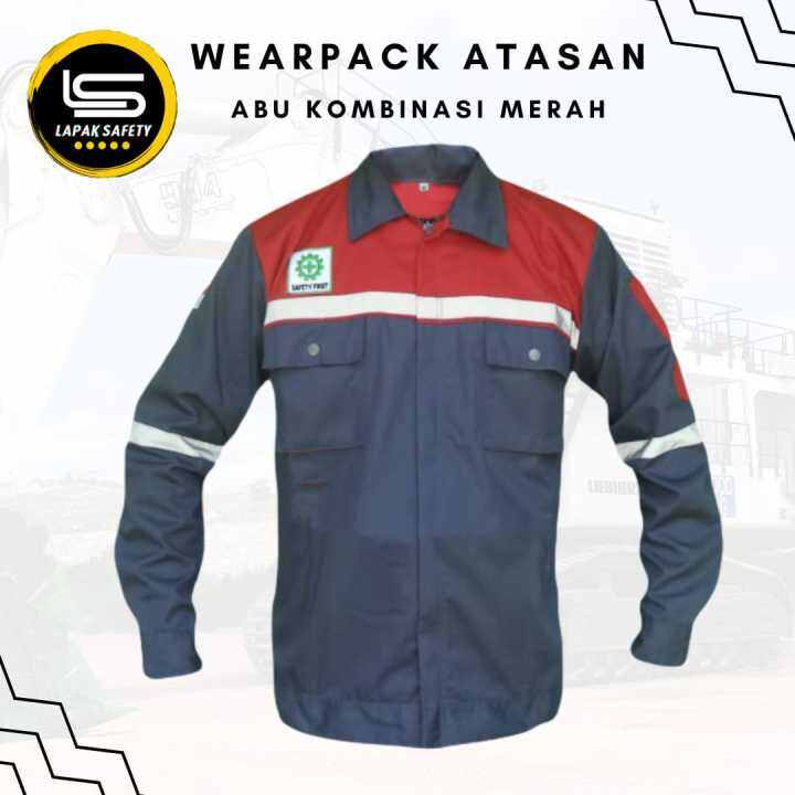Wearpack Atasan/Kemeja Safety Warna Abu kombinasi Merah | Lazada Indonesia