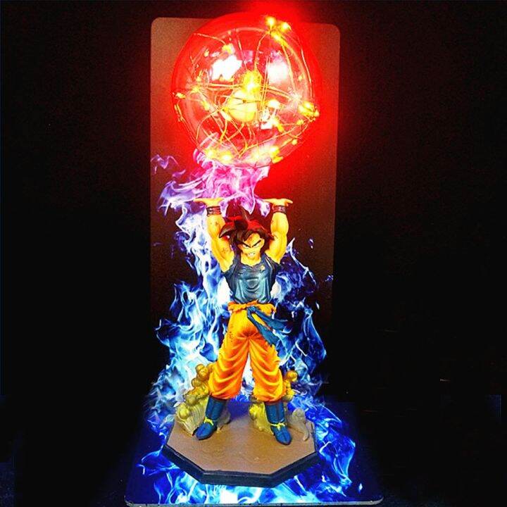 Anime DBZ Combat version Wukong VS Vegeta Spirit Bomb Figure LED light ...