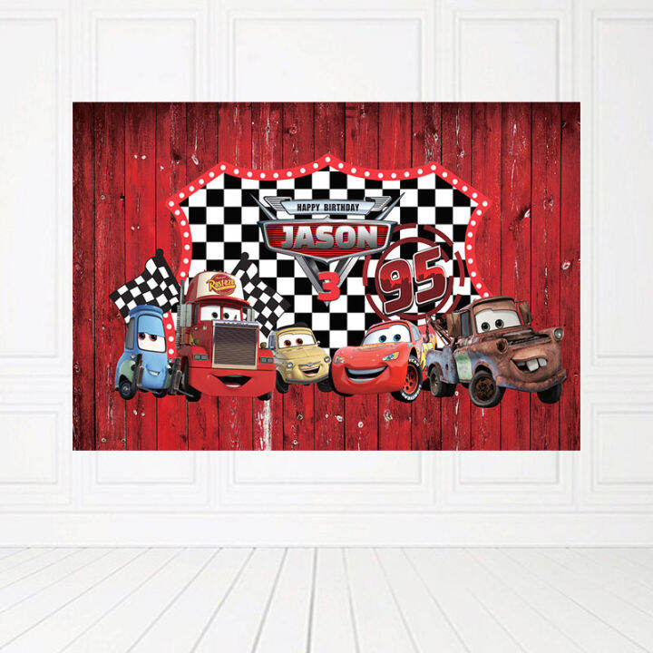 Custom Disney Cars Lightning Mcqueen Theme Party Decor Banner Kids ...