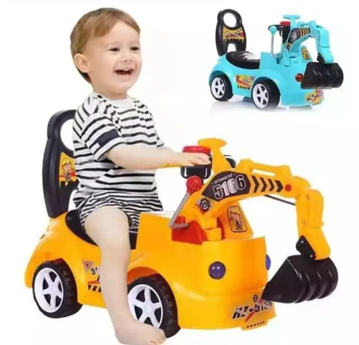 YOLO Store Excavator Backhoe Toy Car for Kids Ride On Toy Car Perfect ...
