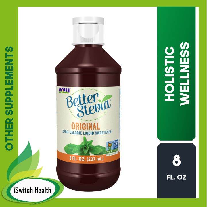 Now Foods Better Stevia Liquid - 8oz. Original | Liquid Stevia Drops ...