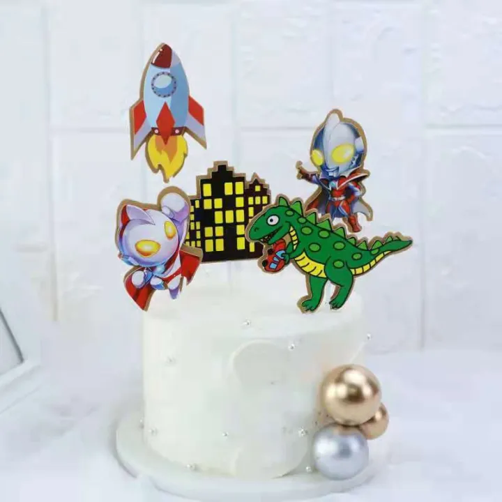 Ins Style Ultraman Theme Ultraman Monster Set Paper Card Cake Topper