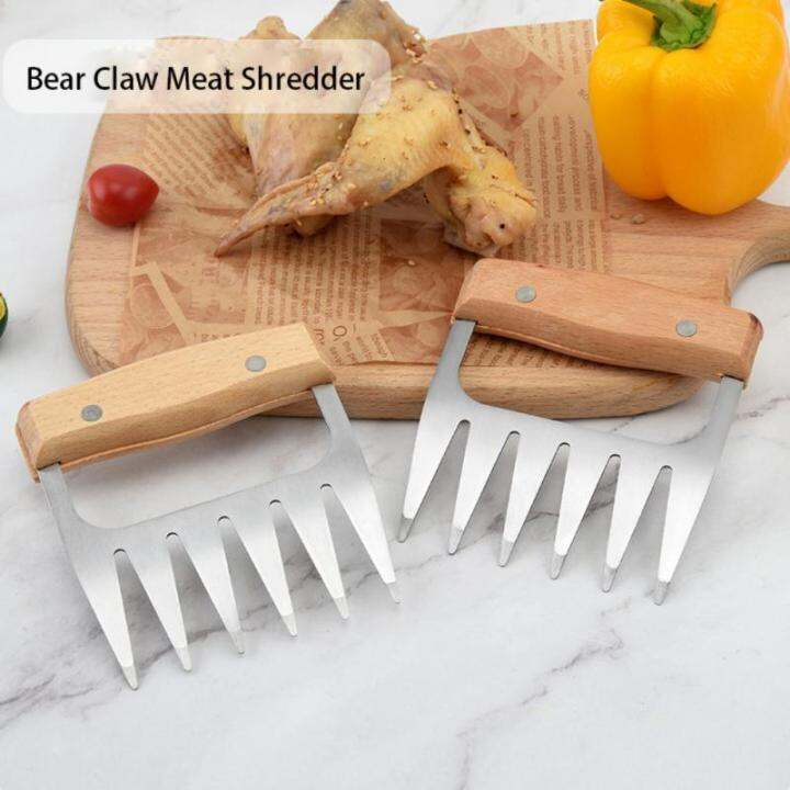 /Set Stainless Steel Bear Claw Wooden Handle Meat Divided Tearing Flesh ...